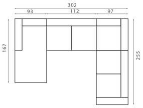 Sedací souprava VENTO U | 167x302x255 | VÝBĚR TKANIN | s úložným prostorem a rozkladem