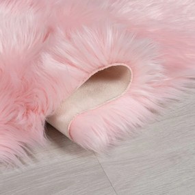 Flair Rugs koberce Kusový koberec Faux Fur Sheepskin Pink kruh - 120x120 (průměr) kruh cm