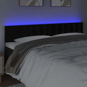 Čelo postele s LED černé 200x5x78/88 cm samet 3122114