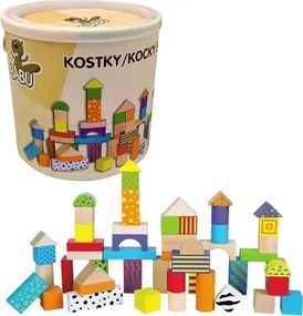 SPARKYS BABU Dřevěné kostky 50 ks v kbelíku / od 2 let