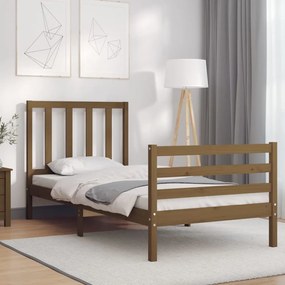 vidaXL Rám postele s čelem 90 x 200 cm masivní dřevo [3193844] Barva: medová hnědá