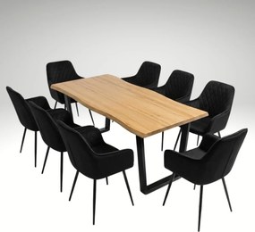 Vikio Jídelní set pro 8 osob 180x90 cm dub noha U černá židle s područkami VJS168-8C