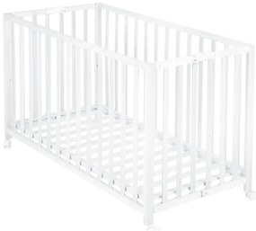 Bílá skládací postýlka na kolečkách 60x120 cm Fold up – Roba