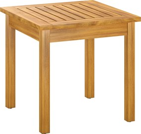 Outsunny čtvercový příruční stolek 48 × 48 × 46 cm, odolný akáciový zahradní stolek s latkovou deskou a nastavitelnými nožkami, unese 30 kg | Aosom