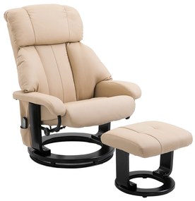 HOMCOM Polohovací křeslo s funkcí polohování, masážní křeslo, TV křeslo, polohovací křeslo, ergonomické křeslo s taburetem, béžová barva, 76 x 80 x 1…
