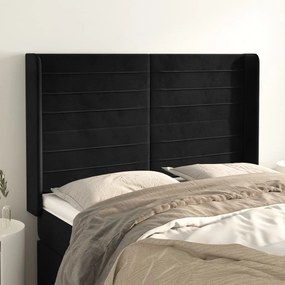 Čelo postele typu ušák černé 147x16x118/128 cm samet 3119770