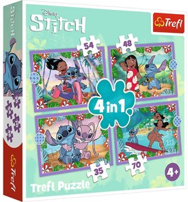 Trefl Puzzle 4v1 Bláznivý den Lilo&Stitch v krabici 28x28x6cm