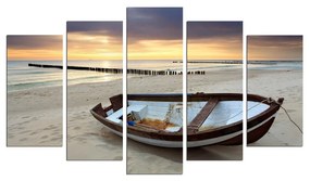 Vícedílný obraz Sunset Over The Sea And Boat 110x60 cm