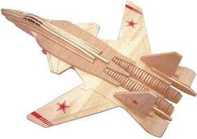 Dřevěné 3D puzzle STÍHAČKA SUCHOJ SU-37 hnědé