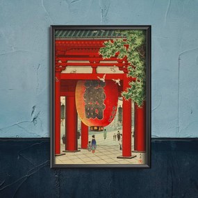 Plakát na zeď Nio brána v Asakus Kannon Tsuchiya