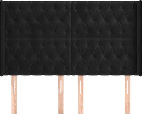 Čelo postele typu ušák černé 147x16x118/128 cm samet 3119966