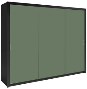 MARIDEX SKŘÍNĚ Šatní skříň - FRAMA 255, zelená/matná černá Barva úchytky: stříbrná