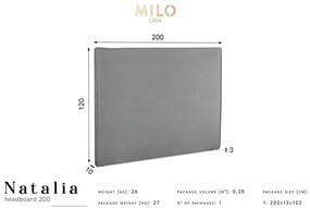 Šedé čelo postele 200x120 cm Natalia – Milo Casa