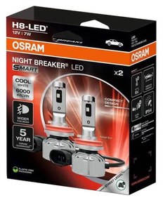 SADA 2x LED Autožárovka NIGHT BREAKER SMART H8 PGJ19-1/7W/12V 6000K - Osram