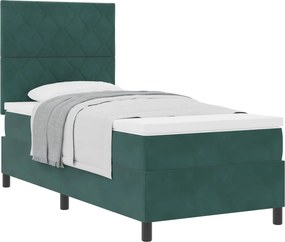 Postel s boxspringem s čelo Tmavě zelená 90 x 190 cm samet 3339869