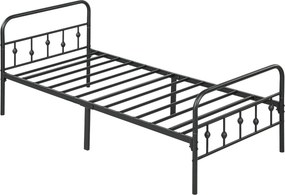 HOMCOM Postel 206,9x91,8 cm Skládací Kovová Postel pro Hosty se Slatkami pro Ložnici nebo Hostinský Pokoj Černá | Aosom