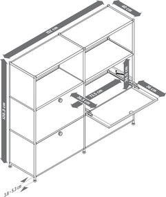 Tchibo - Kovová komoda CN3 s přemístitelnými výklopnými dvířky - barva: černá