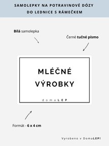 MLÉČNÉ VÝROBKY - Samolepka s rámečkem na dózy do lednice, 6 x 4 cm