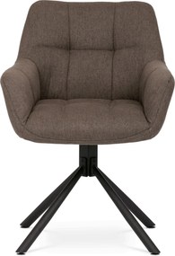 Jídelní otočná židle JAVORA - hnědá látka / černé kovové nohy