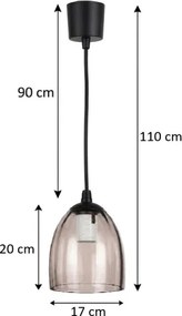 BRILAGI - LED Lustr na lanku R GLASS 1xE27/60W/230V pr. 17 cm černá/kouř béžová