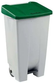 Plastový odpadkový koš Manutan Expert Handy, objem 120 l, bílý/zelený