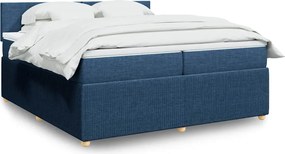 Box spring postel s matrací modrá 200x200 cm textil 3289862