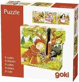 GOKI Dřevěné kostky Pohádky / 9 kostek / od 3 let