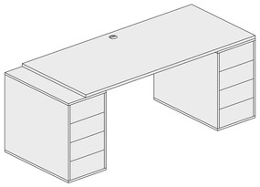 PLAN Kancelářský psací stůl s úložným prostorem BLOCK B03, bílá/dub přírodní