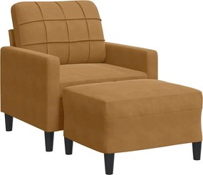 Křeslo s podnožkou hnědé 60 cm samet 3278264