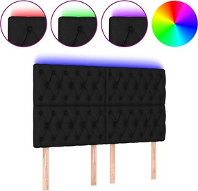 Čelo postele s LED černé 144x7x118/128 cm textil 3122760