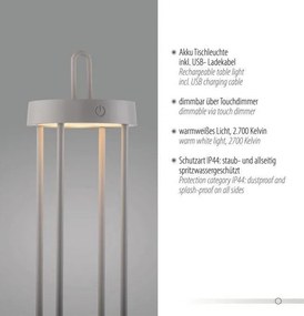 LD 19301-40 ANSELM LED stolní lampa na baterie mobilní 50cm dotykový stmívač IP44 zahradní svítidlo 2700K - JUST LIGHT
