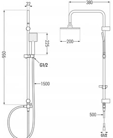 Mexen Tord Podomítkový vanový a sprchový set s dešťovou sprchou a termostatickou vanovou baterií Nox, Černá - 77350200-70