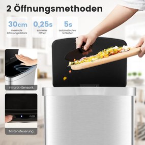 Costway 50 L odpadkový koš se senzorem a víkem Automatický odpadkový koš