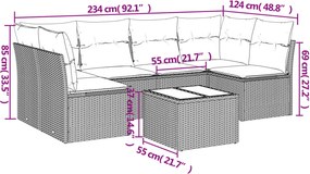 7dílná zahradní sedací souprava s poduškami šedá polyratan 3249239