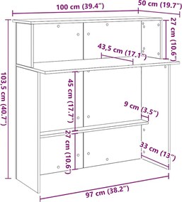 vidaXL Recepční stůl 100x50x103,5 cm, konstrukční dřevo [859029] Barva: Černá
