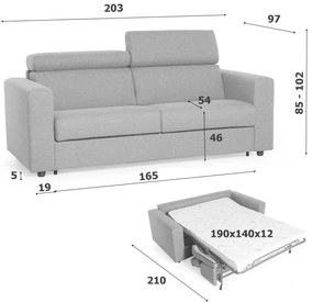 Pohovka TAVOLA s rozkladem na každodenní spaní, šedá (penelope 22)