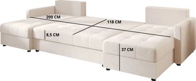 Rozkládací sedací souprava do U VENORIA 285x146 cm, hořčicová + 2 polštářky ZDARMA