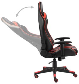 Otočná herní židle červená PVC,  20481