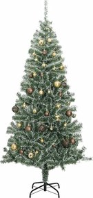Umělý vánoční stromek s 300 LED a sadou koulí zasněžený 210 cm 3210126