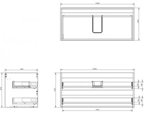 Mexen Box-A, závěsná skříňka 100 cm, 2 zásuvky, grafitová matná, 91AX0-1000-470-2-66