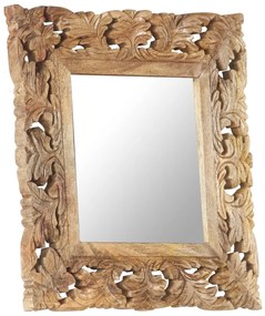 Ručně vyřezávané zrcadlo hnědé 50 x 50 cm masivní mangovník - Default Title