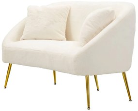 Designová pohovka Caerwyn 137 cm bílá / zlatá
