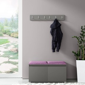 Eka Předsíňová stěna s čalouněnými panely Trinity 5 - Grafit / Fialová 2311