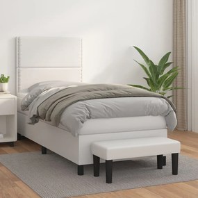 Box spring postel s matrací bílá 90x190 cm umělá kůže