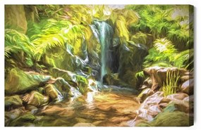 Obraz Vodopád V Džungli Jako Malovaný Nedostatek Nedostatek Plátno Canvas 120x80