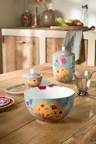 Pip Studio Blooming Tales miska Ø18 cm, modrá (Mísa z tenkostěnného porcelánu na salát nebo špagety)