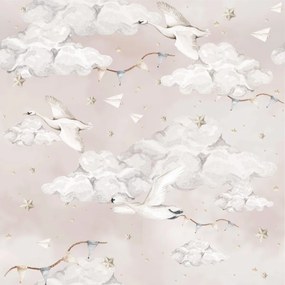 Tapeta kouzelné labutě pudrově růžová 280×100 cm