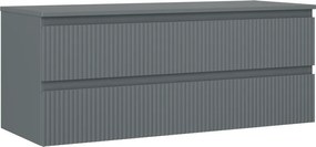 Mexen Rivel, koupelnová skříňka 120 cm s horní částí, 2 zásuvky, drážkovaná, grafit matná - 91A20-12047-2-BFFC66