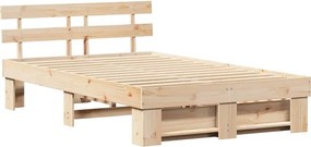 Rám postele s čelo Hnědá 140 x 190 cm Masivní borové dřevo 3382280