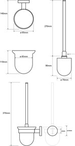 Sapho Sapho, X-ROUND WHITE WC kartáč závěsný, mléčné sklo, bílá mat, XR303W